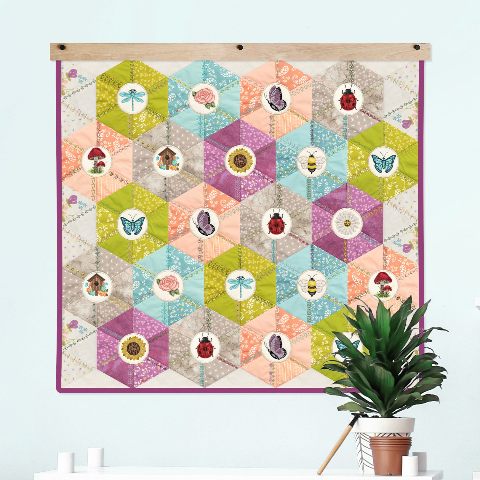 Crazy Quilt Hexagons — Anita Goodesign